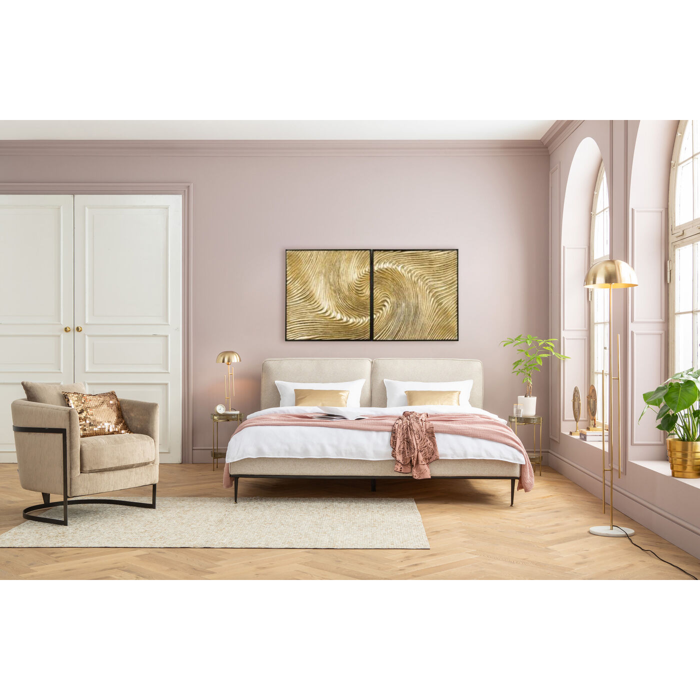 Cuadro Wave dorado (2/Set) - KARE Chile