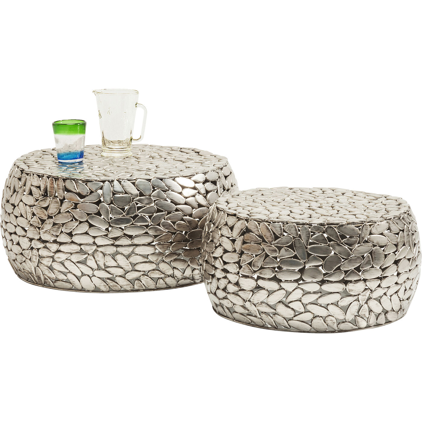 Mesa centro Pebbles Deluxe plata (2/Set) - KARE Peru