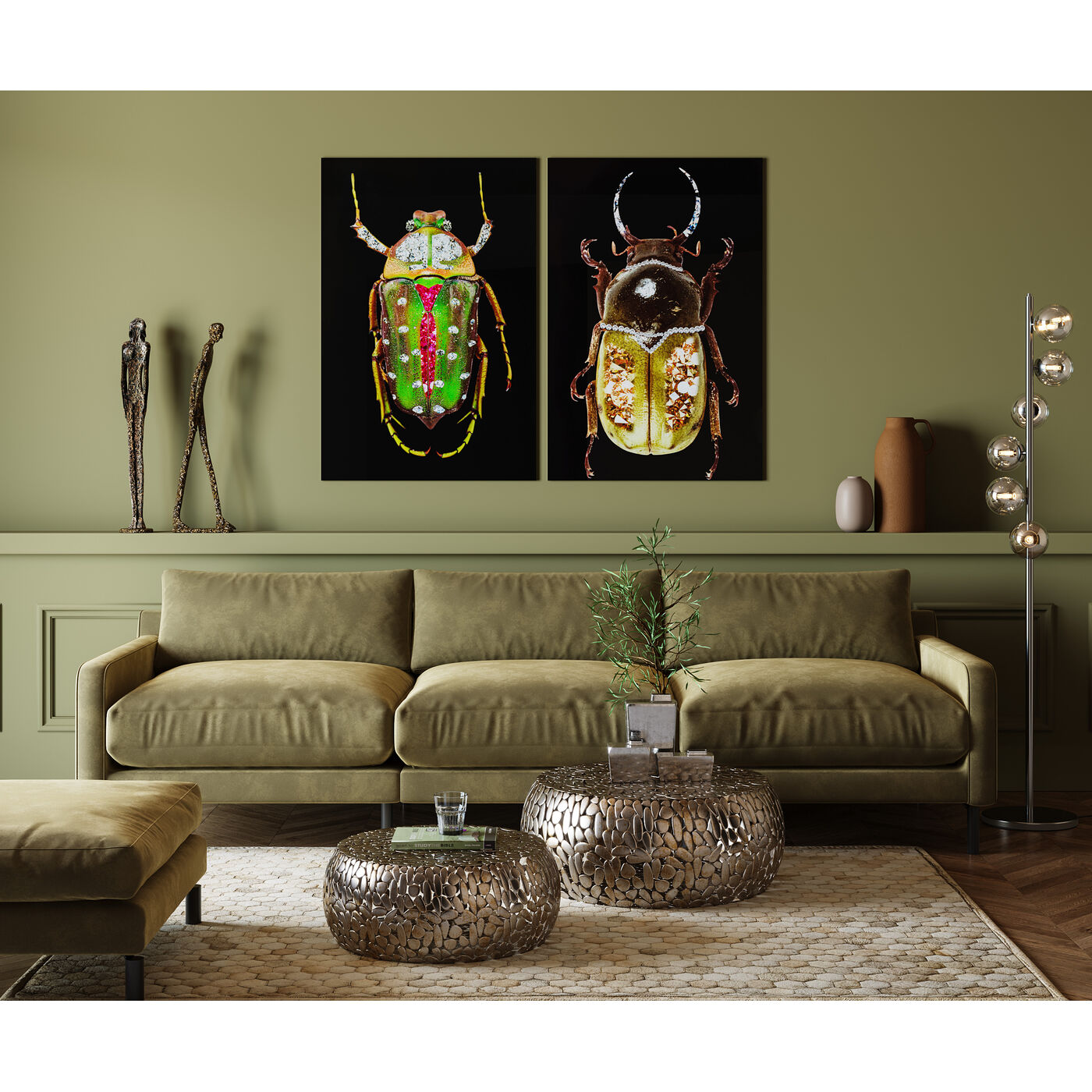 Mesa centro Pebbles Deluxe plata (2/Set) - KARE Peru