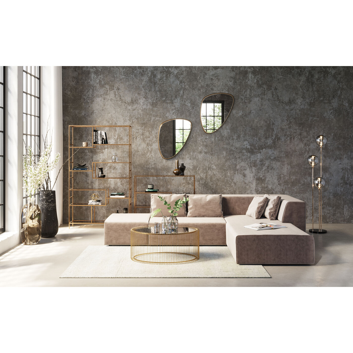 Corner Sofa Infinity Velvet Taupe Right - KARE Philippines