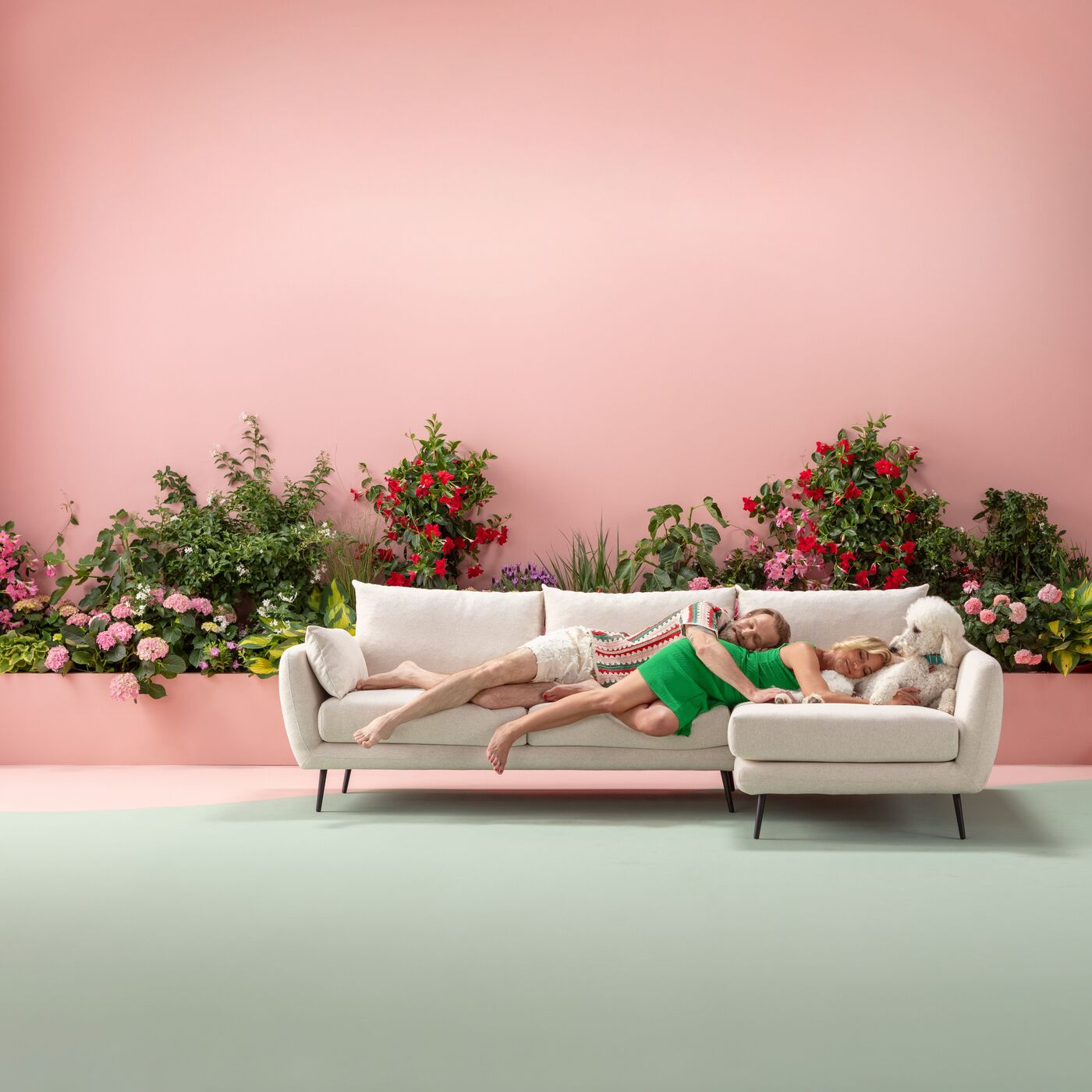 Corner Sofa Amalfi Left Cream 275cm - KARE USA